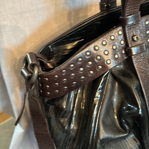 Francesco Biasia | Bags | Francesco Biasia Black Striated Patent ...